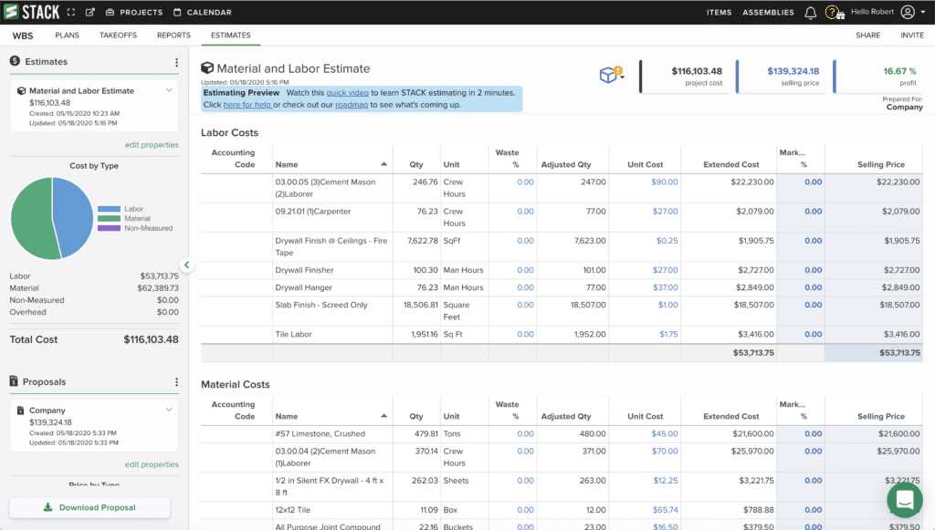 Advanced Estimating in Preconstruction Software | StackCT