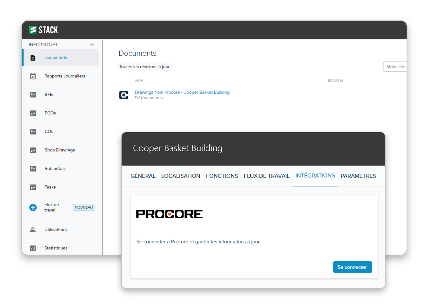 STACK | Intégration des documents de construction avec Procore