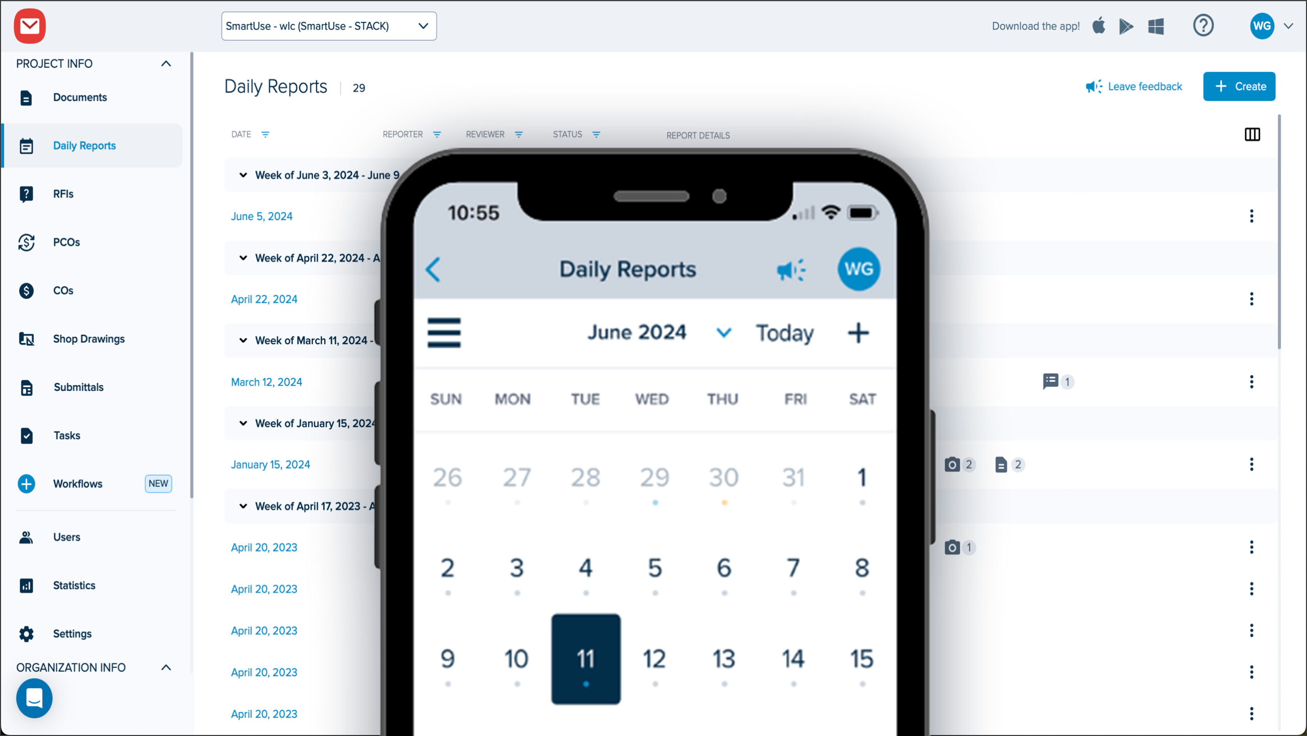 Daily Reports on iPhone - STACK Construction Technologies