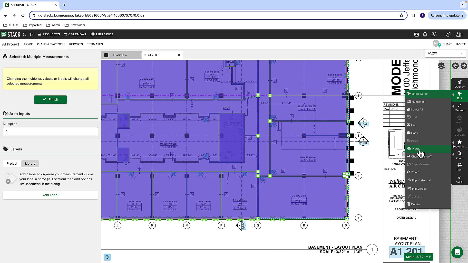 Area Merge Tool - STACK Construction Technologies