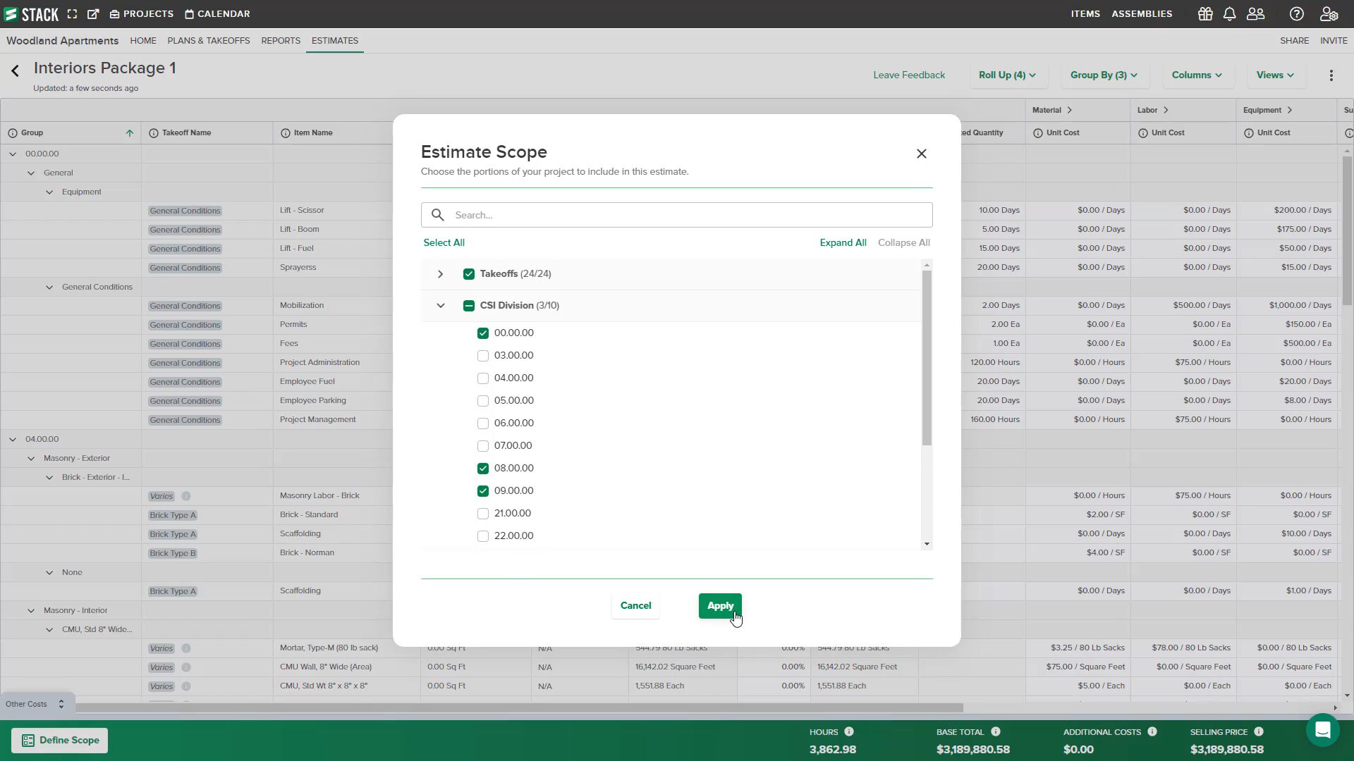 Estimate Scope - STACK Construction Technologies