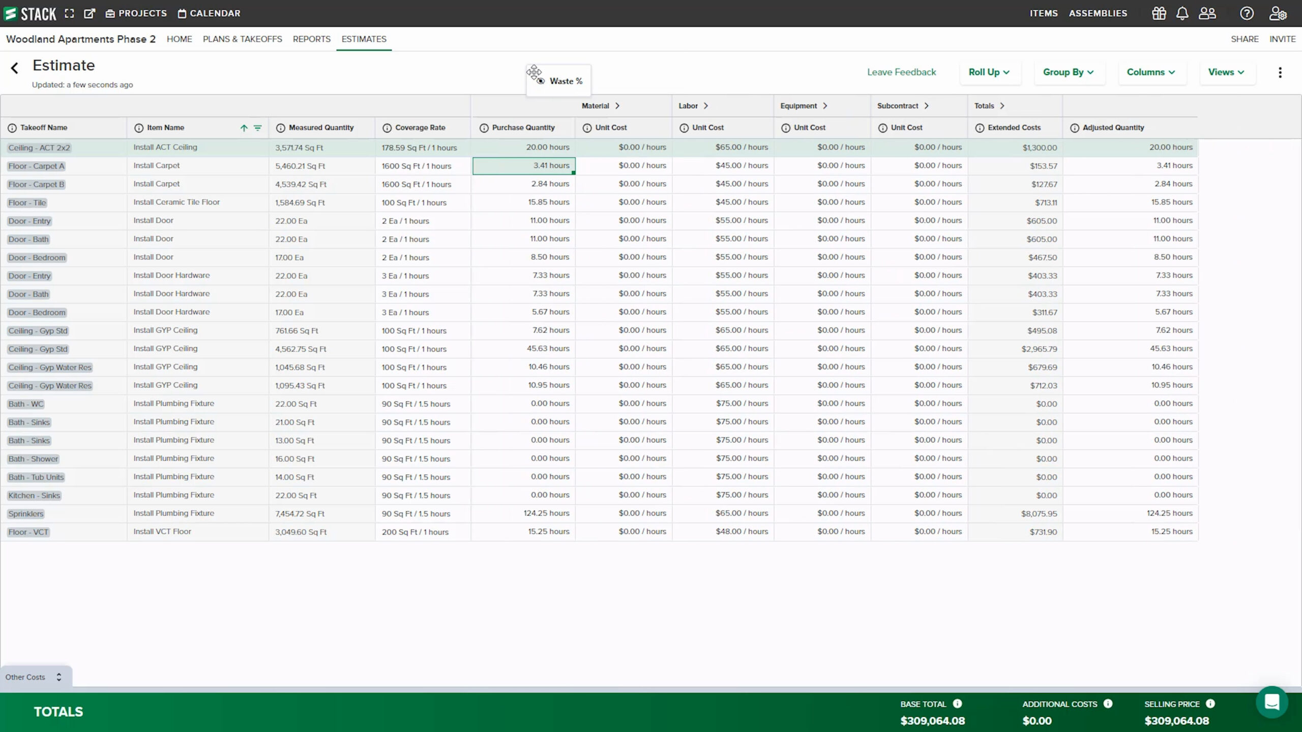 Estimating Purchase Quantity Improvements - STACK Construction Technologies