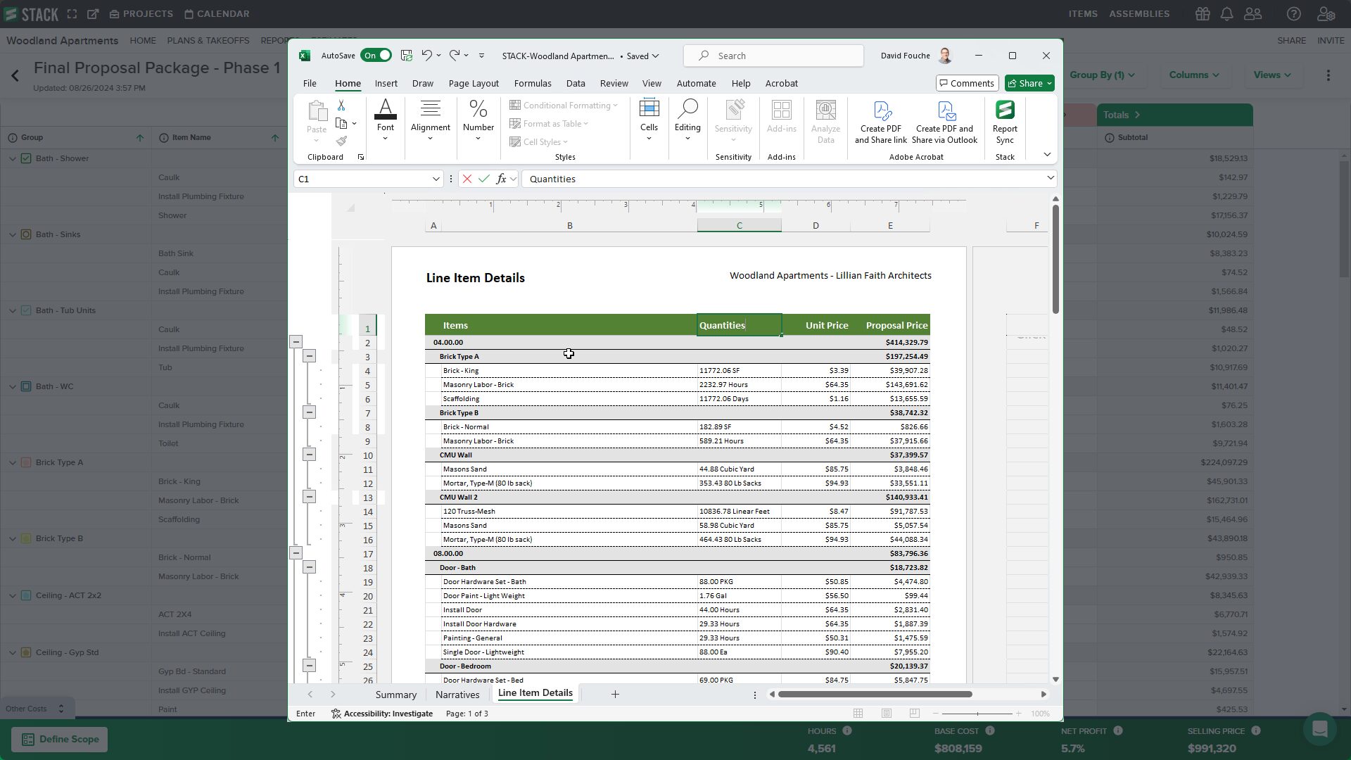 Estimación de propuestas basada en Excel - STACK Construction Technologies