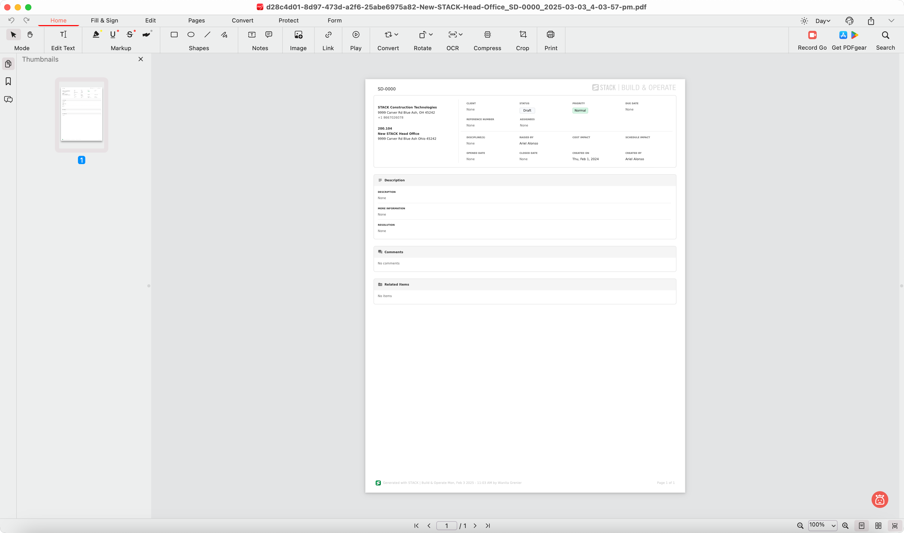 PDF Report Header Adjustments for Workflows - STACK Construction Technologies