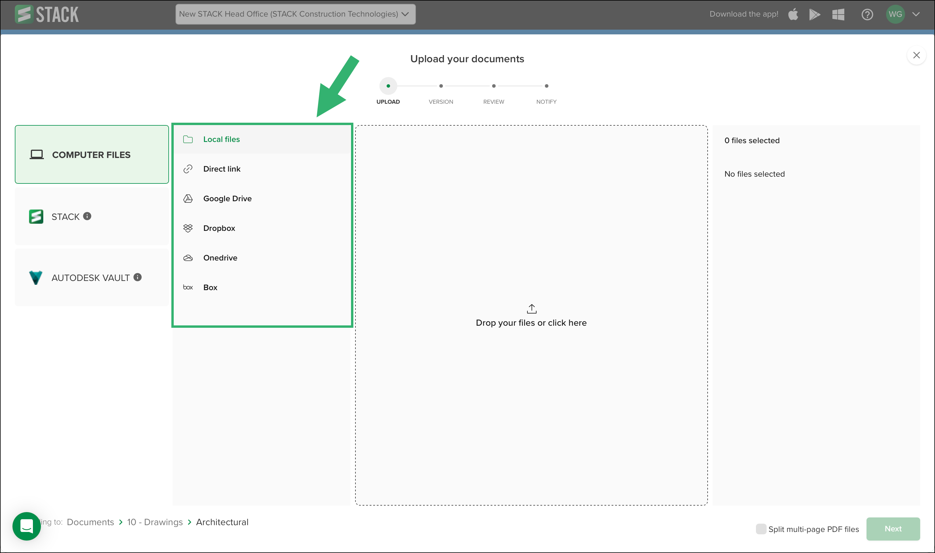 New Upload Options for Drawings and Documents - STACK Construction Technologies