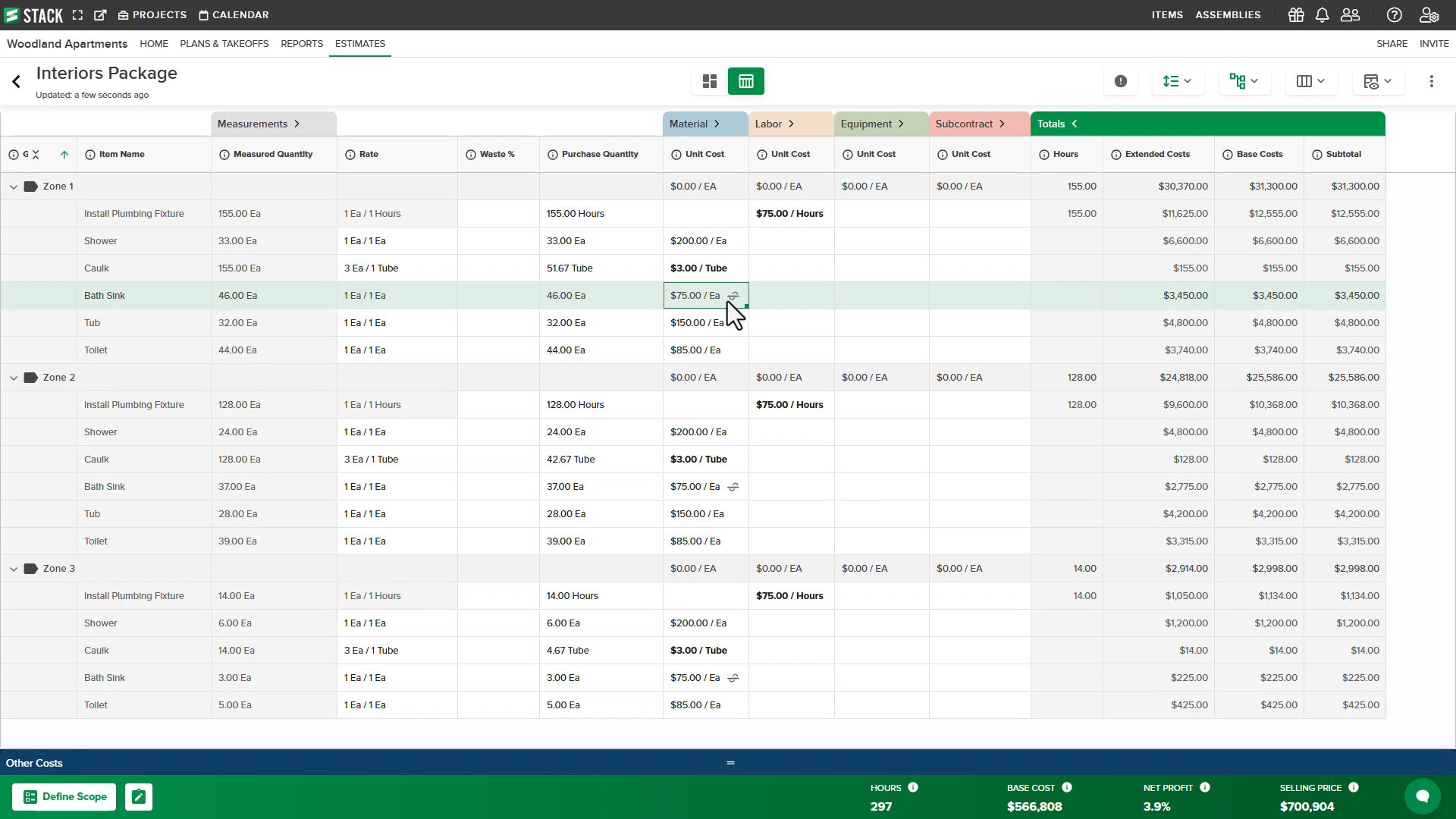 Linked Unit Costs - STACK Construction Technologies